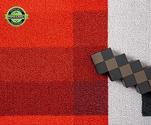 Minecraft Red TNT Block Square Area Rug | Official Video Game Collectible | Indoor Floor Mat, Rugs For Living Room and Bedroom | Home Decor For Kids Room, Playroom | 52 x 52 Inches