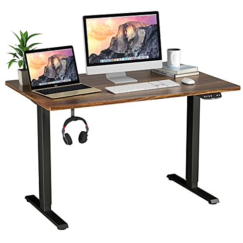 Tangkula Electric Dual Motor Standing Desk, 48 x 30 Inch Height Adjustable Sit Stand Computer Workstation w/ 3 Position Memory Controller, Anti-Collision Design, 1" Thick Tabletop, Home Office Desk