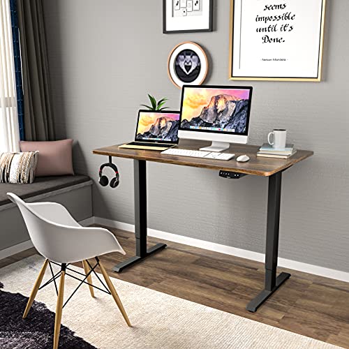 Tangkula Electric Dual Motor Standing Desk, 48 x 30 Inch Height Adjustable Sit Stand Computer Workstation w/ 3 Position Memory Controller, Anti-Collision Design, 1" Thick Tabletop, Home Office Desk