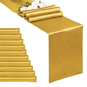 10-pack gold 12 x 108 inches long premium satin table runner for wedding, decorations for birthday parties, banquets, graduations, engagements, table runners fit rectange and round table