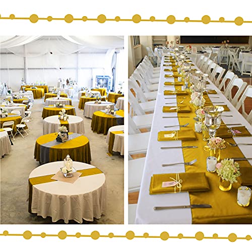 10-Pack Gold 12 x 108 inches Long Premium Satin Table Runner for Wedding, Decorations for Birthday Parties, Banquets, Graduations, Engagements, Table Runners fit Rectange and Round Table