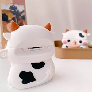 Cute Airpod Case Cover, Boba Tea Cow Airpods Case 3D Cartoon Funny Food Design Soft Silicone Protective Airpods 2 & 1 Charging Case Cover with keychain for Airpods 1st Generation/2nd Generation-6 in 1