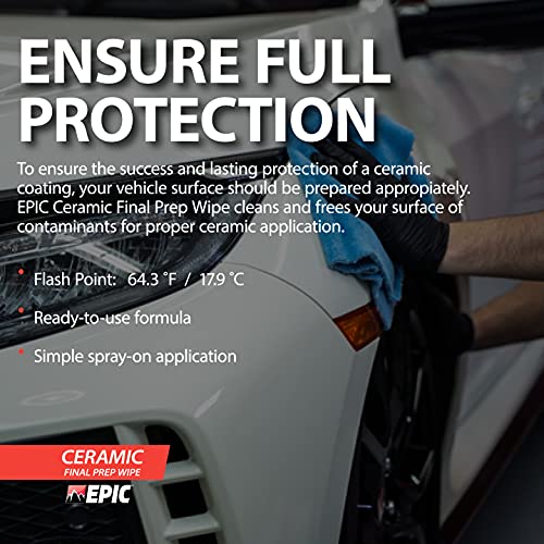 Malco Epic Ceramic Final Prep Wipe - Clean and Preps Vehicle Surface for Ceramic Coating/Easy Application/Residue-Free and Static Resistant (109716)