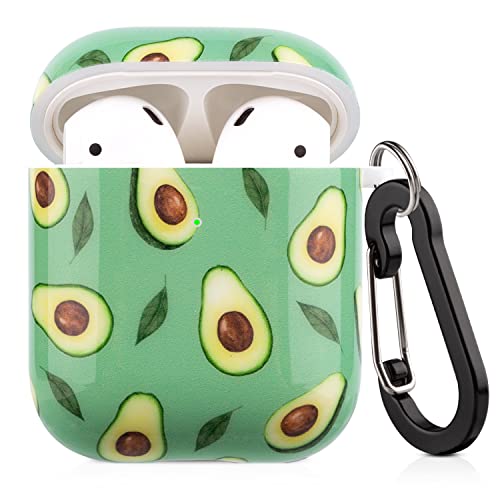 AirPod Case 2nd Generation,AirPod Case 1st Generation Cute for Women Men with Keychain Silicone Cover Compatible with Apple AirPods 2nd 1st Generation Charging Case, Front Led Visible Green Avocado