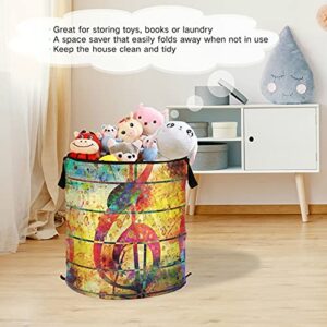 Music Notes Violin Clef Pop Up Laundry Hamper With Zipper Lid Foldable Laundry Basket With Handles Collapsible Storage Basket Clothes Organizer for Apartment Camping Picnic