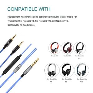 Replacement OFC Audio Cable Cord Compatible with Sol Republic Master Tracks HD Tracks HD2 Sol Republic V8 V10 V12 X3 Headphone,Headset Extension Cords with Remote Volume & Mic(4ft)