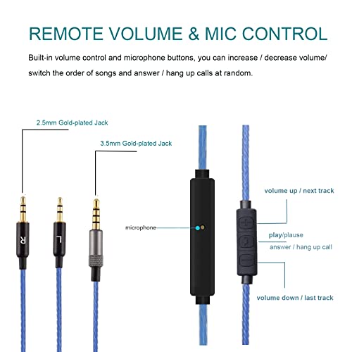 Replacement OFC Audio Cable Cord Compatible with Sol Republic Master Tracks HD Tracks HD2 Sol Republic V8 V10 V12 X3 Headphone,Headset Extension Cords with Remote Volume & Mic(4ft)