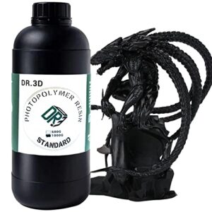 【DR.3D】 3D Printer Resin 405nm Resin for 3D Printer, Low Odor Standard Photopolymer Resin with Rapid LCD UV-Curing for LCD 3D Printing, 1000g Black