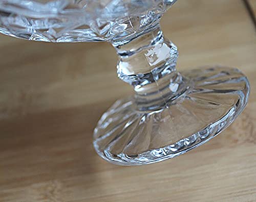 Lawei Set of 6 Glass Dessert Bowls, 10 Oz Footed Ice Cream Sundae Cups, Vintage Embossed Thick Dessert Dishes, Clear Crystal Glass Serving Bowls for Parfait, Dessert, Snack, Cocktail, Cereal, Fruit