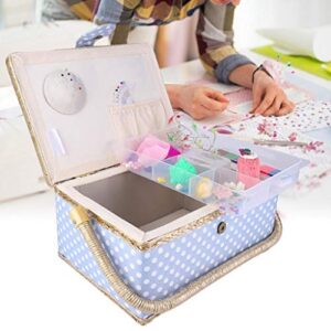 UXZDX Handmade Sewing Basket Household Fabric Craft Thread Needle Storage Box Organizer Flip Type