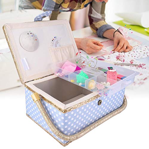 UXZDX Handmade Sewing Basket Household Fabric Craft Thread Needle Storage Box Organizer Flip Type