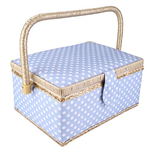 UXZDX Handmade Sewing Basket Household Fabric Craft Thread Needle Storage Box Organizer Flip Type