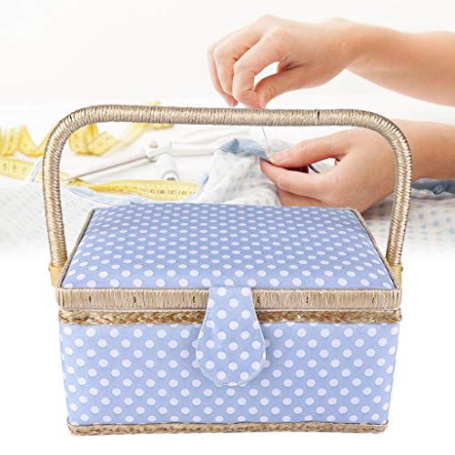 UXZDX Handmade Sewing Basket Household Fabric Craft Thread Needle Storage Box Organizer Flip Type