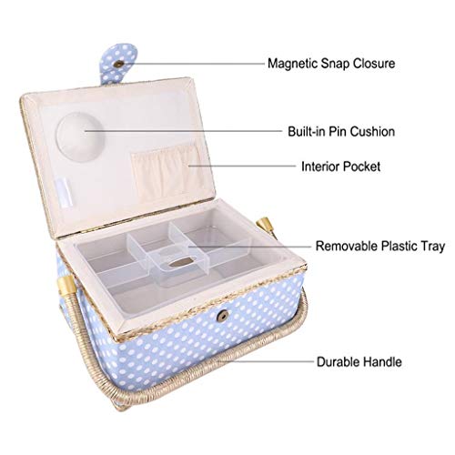 UXZDX Handmade Sewing Basket Household Fabric Craft Thread Needle Storage Box Organizer Flip Type