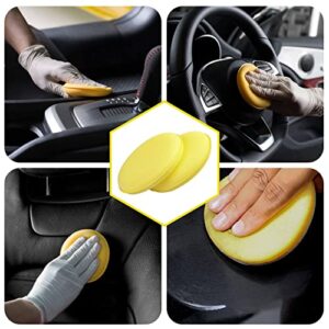 Foam Car Wax Applicator Pad - PSLER Foam Applicator Pads Detailing Round 4 inch Polishing Sponges for Car Wax Applicator Pad 24 Pack-Yellow