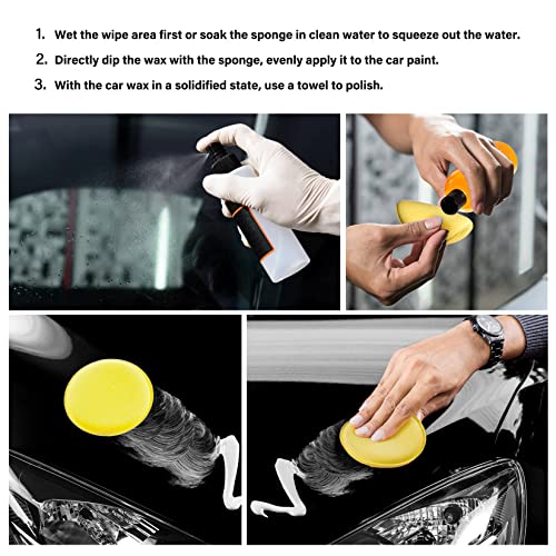 Foam Car Wax Applicator Pad - PSLER Foam Applicator Pads Detailing Round 4 inch Polishing Sponges for Car Wax Applicator Pad 24 Pack-Yellow