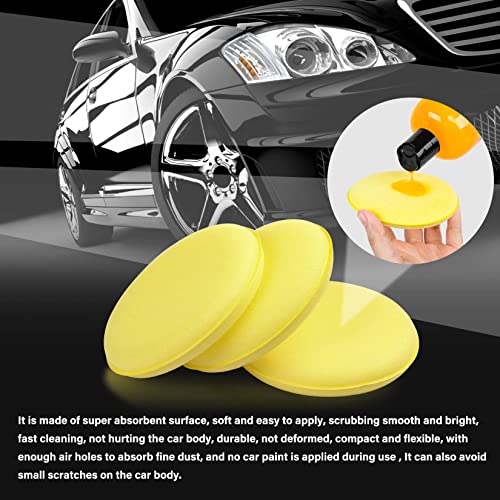 Foam Car Wax Applicator Pad - PSLER Foam Applicator Pads Detailing Round 4 inch Polishing Sponges for Car Wax Applicator Pad 24 Pack-Yellow