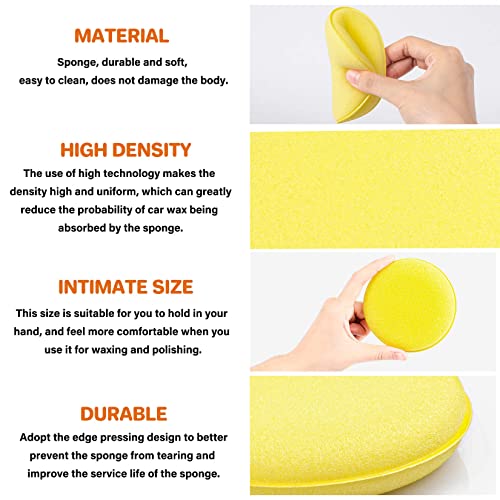 Foam Car Wax Applicator Pad - PSLER Foam Applicator Pads Detailing Round 4 inch Polishing Sponges for Car Wax Applicator Pad 24 Pack-Yellow