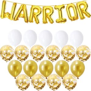 tihuprly cancer survivor cancer free party decorations included"warrior" letter foil balloons + 20 latex balloons - beat cancer party decor breast cancer banner breast protection themed banner