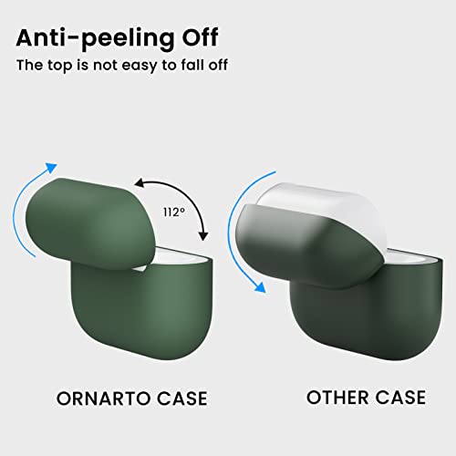 ORNARTO Compatible with AirPods Pro Case, Protective Liquid Silicone Case for AirPods Pro 2019 Soft Skin Front LED Visible Silicone Case, Green