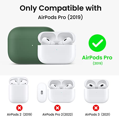 ORNARTO Compatible with AirPods Pro Case, Protective Liquid Silicone Case for AirPods Pro 2019 Soft Skin Front LED Visible Silicone Case, Green