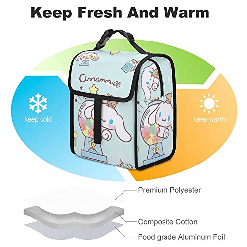 Ladycute Cinn-amo-roll Insulated Lunch Bag Lunch Tote for Women Boys Large Portable Reusable Lunch Box School Office Picnic Lunch Tote Bag