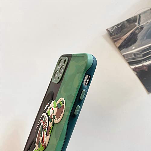 Jeriwell Camo Phone Case Compatible with iPhone 11 Pro Max 6.5 inch Cool ArmyGreen 3D Bear Pattern Fashion Full Body Protection Case/Cover/Skin for Boy Men (for iPhone 11 Pro Max)