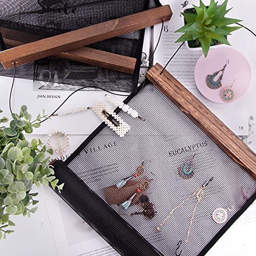 FEQO Earring Holder Wall Mounted Earring Wall Organizer Earring Hanger Wall Hanging Earring Organizer Wall Jewelry Organizer with 20 Pieces S Shape Black Hooks (24 x 12 inch)