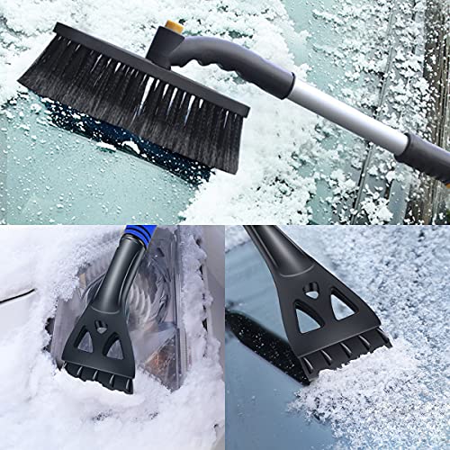 Retractable Snow Removal Shovel,3 in 1 Vehicle-Mounted Detachable Ice Scraper，Snow Brush with Ice Scraper and Foam Handle, Snow Scraping Tool,Suitable for Windshield Windows of Cars, Suvs and Trucks