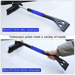 Retractable Snow Removal Shovel,3 in 1 Vehicle-Mounted Detachable Ice Scraper，Snow Brush with Ice Scraper and Foam Handle, Snow Scraping Tool,Suitable for Windshield Windows of Cars, Suvs and Trucks