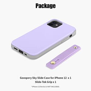 GOOSPERY SlideTok Compatible Case with iPhone 12/12 Pro Card Holder Phone Finger Band Loop Stretch Grip Kickstand 2 Card Storage Dual Layer Protective Bumper Wallet Cover - Purple