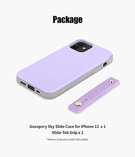 GOOSPERY SlideTok Compatible Case with iPhone 12/12 Pro Card Holder Phone Finger Band Loop Stretch Grip Kickstand 2 Card Storage Dual Layer Protective Bumper Wallet Cover - Purple