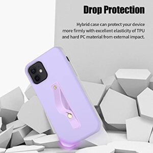 GOOSPERY SlideTok Compatible Case with iPhone 12/12 Pro Card Holder Phone Finger Band Loop Stretch Grip Kickstand 2 Card Storage Dual Layer Protective Bumper Wallet Cover - Purple