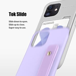 GOOSPERY SlideTok Compatible Case with iPhone 12/12 Pro Card Holder Phone Finger Band Loop Stretch Grip Kickstand 2 Card Storage Dual Layer Protective Bumper Wallet Cover - Purple