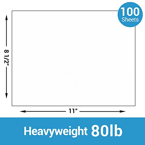 White Cardstock Thick Paper 100 Sheets, Ohuhu 8.5" x 11" Heavyweight 80lb Cover Card Stock for Crafts and DIY Cards Making