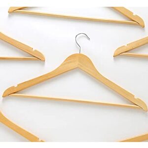 Gerneric 20 Pack Set Wooden Hangers Semi Contoured Hanger Solid Wood Coat Hangers with Stylish Chrome Hooks - Heavy-Duty Clothes, Jacket, Shirt, Pants, Suit Curved Hangers Brown