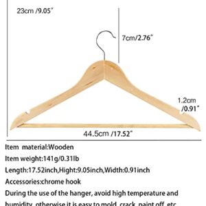 Gerneric 20 Pack Set Wooden Hangers Semi Contoured Hanger Solid Wood Coat Hangers with Stylish Chrome Hooks - Heavy-Duty Clothes, Jacket, Shirt, Pants, Suit Curved Hangers Brown