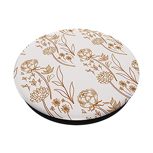 Flowers Floral Beige Terracotta Bohemian Aesthetic Women PopSockets Swappable PopGrip