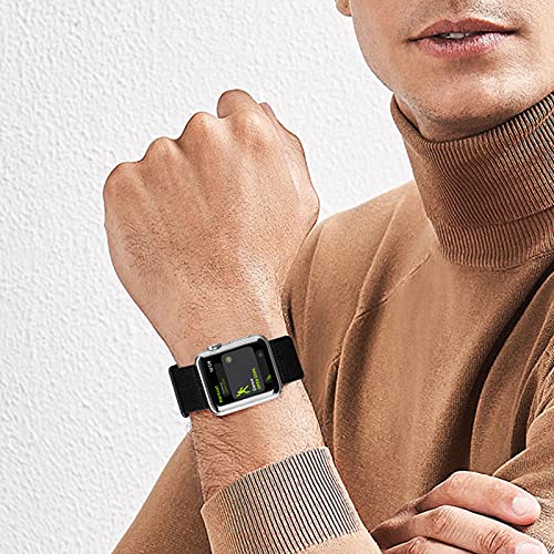 GZ GZHISY Sport Loop Nylon Band Compatible with Apple Watch Band 38mm 40mm 41mm 42mm 44mm 45mm 49mm Ultra iWatch Series 8 7 6 SE 5 4 3 2 1 Strap, Fit for iPhone Watch Band Women Men Stretchy Elastic Braided, 42mm/44mm/45mm/49mm Dark Black