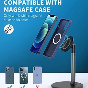 Magnetic Desk Phone Stand for iPhone 14/13/12 - Phone Holder Dock with 360°Rotation, Height&Tilt Adjustable for Office/Home Compatible with iPhone 14 Plus 13 12/13 12 Mini/13 12 Pro Max,Mag-Safe Case