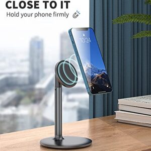 Magnetic Desk Phone Stand for iPhone 14/13/12 - Phone Holder Dock with 360°Rotation, Height&Tilt Adjustable for Office/Home Compatible with iPhone 14 Plus 13 12/13 12 Mini/13 12 Pro Max,Mag-Safe Case