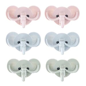 doitool 6pcs punch free wall hanging hooks elephant shape wall hangers traceless rotational storage hooks for home kitchen bathroom (green, blue, pink)