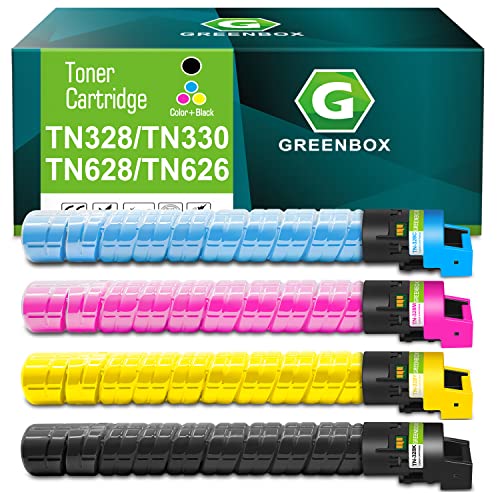 GREENBOX Compatible TN328 TN330 TN628 TN626 Toner Cartridge Replacement for Konica TN328 TN-328 for Minolta Bizhub C300i C360i C250i C7130i Printer (28,000 Pages High Yield, KCMY, 4-Pack)