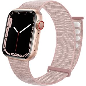 GZ GZHISY Sport Loop Nylon Band Compatible with Apple Watch Band 38mm 40mm 41mm 42mm 44mm 45mm 49mm Ultra iWatch Series 8 7 6 SE 5 4 3 2 1 Strap, Fit for iPhone Watch Band Women Men Stretchy Elastic Braided, 38mm/40mm/41mm Rose Pink