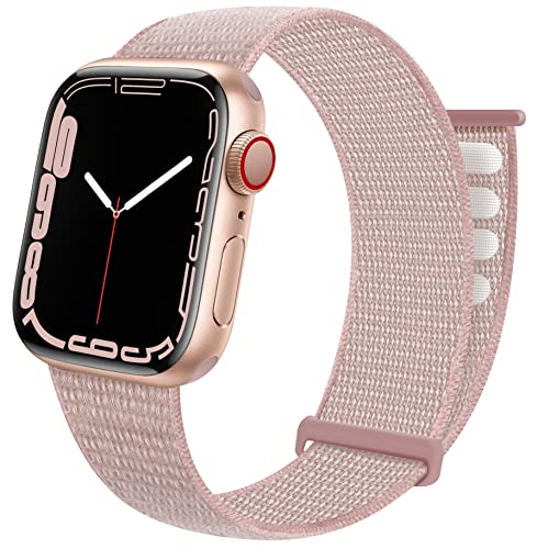 GZ GZHISY Sport Loop Nylon Band Compatible with Apple Watch Band 38mm 40mm 41mm 42mm 44mm 45mm 49mm Ultra iWatch Series 8 7 6 SE 5 4 3 2 1 Strap, Fit for iPhone Watch Band Women Men Stretchy Elastic Braided, 38mm/40mm/41mm Rose Pink