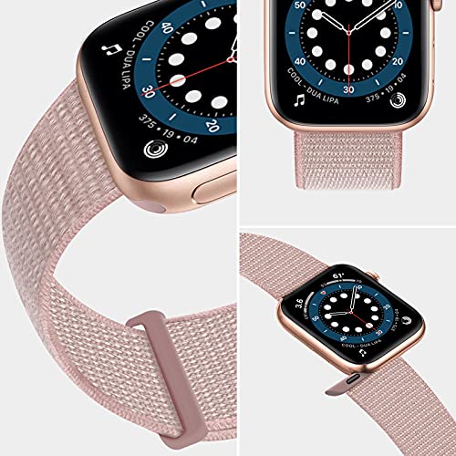 GZ GZHISY Sport Loop Nylon Band Compatible with Apple Watch Band 38mm 40mm 41mm 42mm 44mm 45mm 49mm Ultra iWatch Series 8 7 6 SE 5 4 3 2 1 Strap, Fit for iPhone Watch Band Women Men Stretchy Elastic Braided, 38mm/40mm/41mm Rose Pink