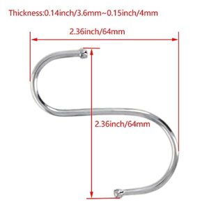 Juvielich 2.5" Wall Mounted S Shaped Hook Hangers for Towel Bag Key Kitchen Utensils, Thickness 3.6-4mm / 0.14"-0.16" Silver Colored, 20 Pcs