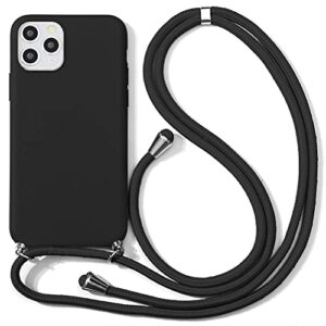 Yoedge Crossbody Case for Samsung Galaxy S21 FE (5G) with Neck Cord Strap, Shockproof Black TPU Silicone Protection Cell Phone Cover with Adjustable Lanyard Compatible with Samsung S21 FE 5G 6.41"