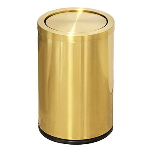 Huaqinglian Stainless Steel Gold Trash can with Flipping Lid 2.4gallon Fingerprint-Proof Garbage cans Wastebasket Bin for Kitchen bothroom Living Room (Gold)