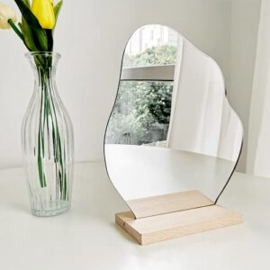 aesthetic room decor desk mirror, decorative locker mirror, cute room decor aesthetic table frameless mirror, asymmetrical cloud mirror